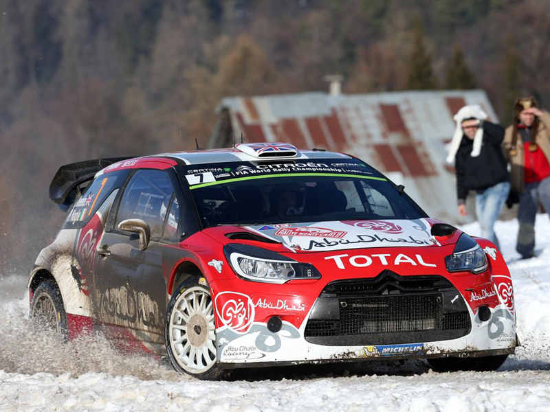 Tres Citroën DS3 WRC en el Rally de Suecia
