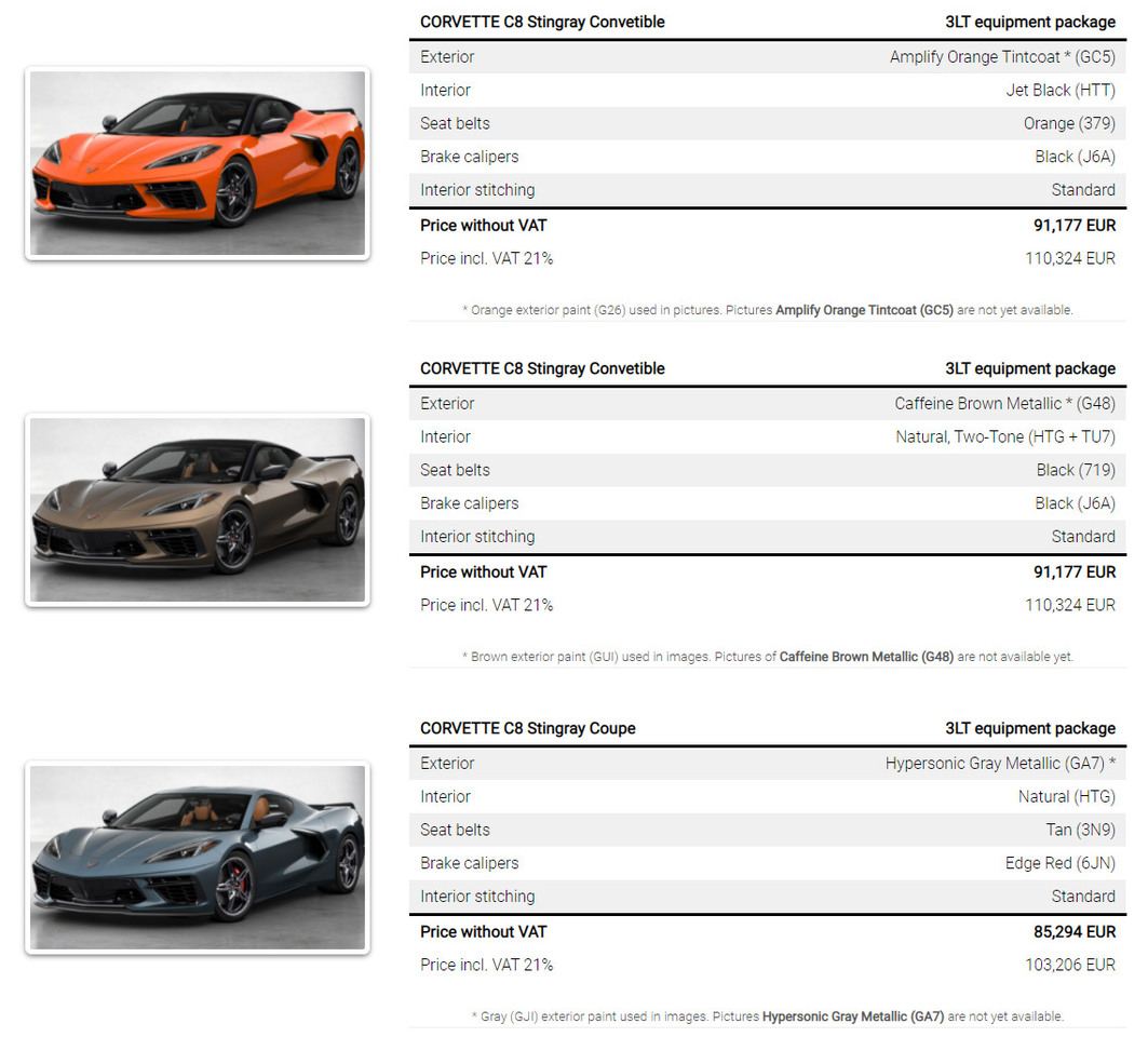 Filtrados los tres nuevos colores del Chevrolet Corvette modelo 2022